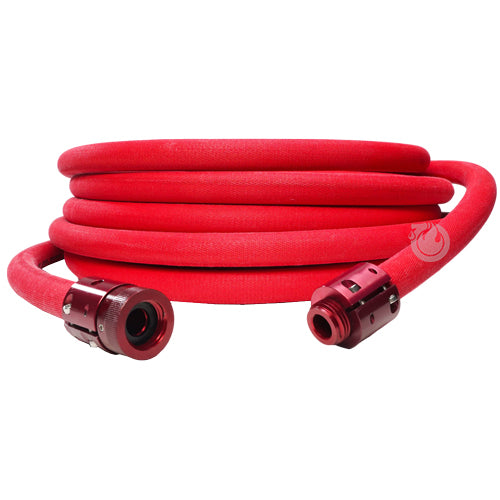 Red 1" x 100' Non-Collapsible Lightweight Hose (Alum 1" NH Couplings ...
