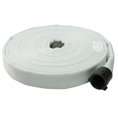 White 1 1/2" x 50' Double Jacket Mill Hose (15D350) – FireHoseDirect